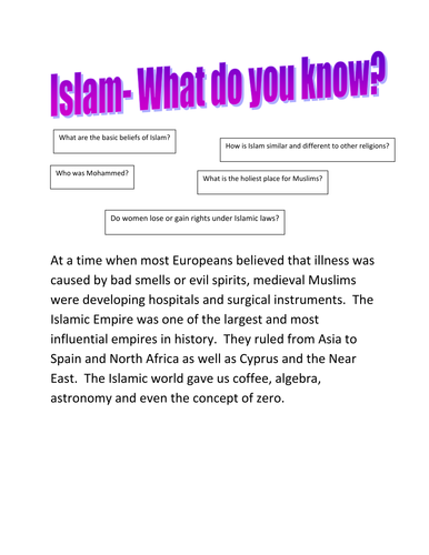 Islam- History, Beliefs, Legacies and Culture | Teaching Resources