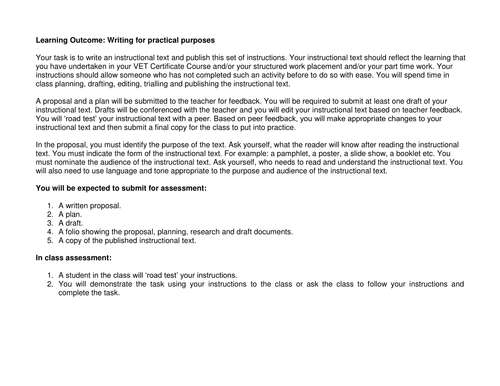 VCAL: Writing for Practical Purposes | Teaching Resources