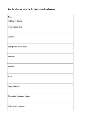 Poetry analysis | Teaching Resources