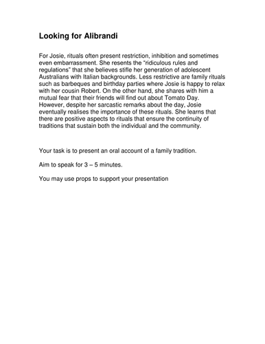 Looking for Alibrandi | Teaching Resources