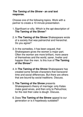The Taming of the Shrew | Teaching Resources