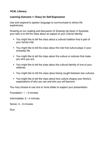 VCAL: Oracy for self-expression | Teaching Resources