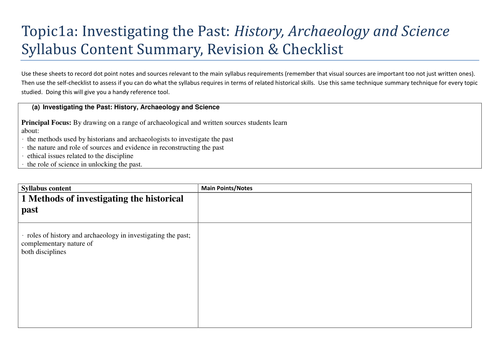 Investigating the Past:History Archaeology Science | Teaching Resources