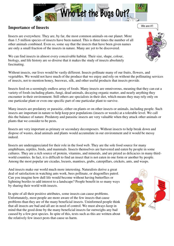 Importance of Insects | Teaching Resources