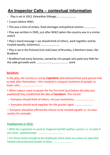 An Inspector Calls: All characters, context and Priestley's views ...