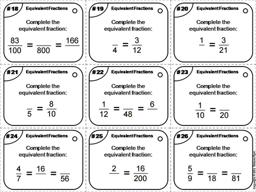 Equivalent Fractions Task Cards | Teaching Resources