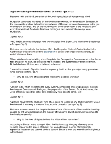 Night by Elie Wiesel | Teaching Resources