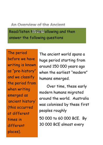 Overview of the Ancient World- | Teaching Resources