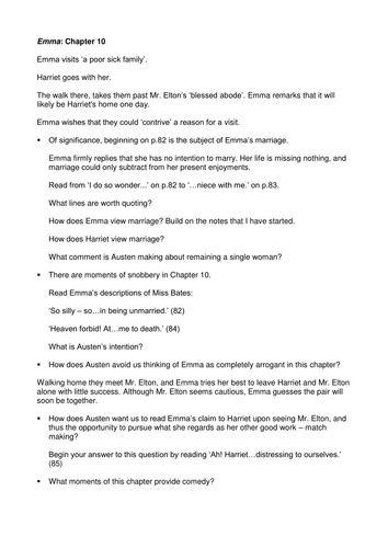 Emma: notes and activities for Volume 1 | Teaching Resources