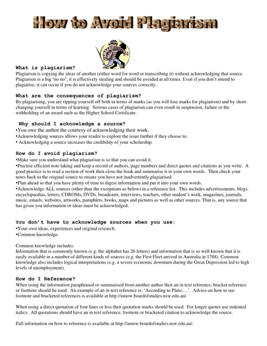 Plagiarism- what is it and how to avoid it. | Teaching Resources
