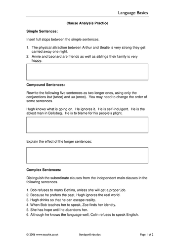 An Introduction to Finite and Non-Finite Clause Analysis with Tasks | Teaching Resources