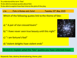 ROMEO AND JULIET- The theme of fate- full lesson and worksheet ...