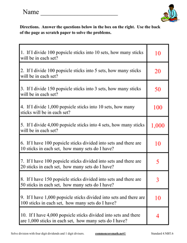 Fourth Grade Division Packet - 4.NBT.6 | Teaching Resources Fourth Grade Division Packet - 4.NBT.6 | Teaching Resources