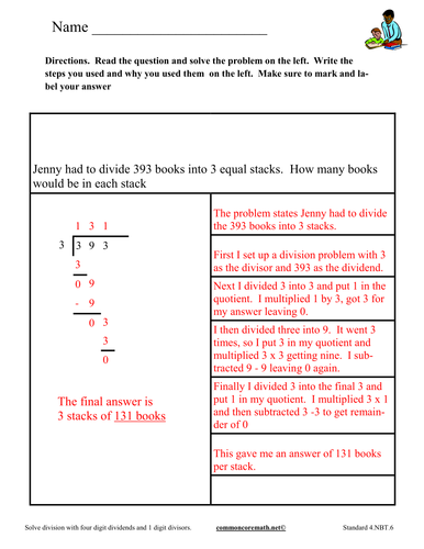 Fourth Grade Division Packet - 4.NBT.6 | Teaching Resources Fourth Grade Division Packet - 4.NBT.6 | Teaching Resources