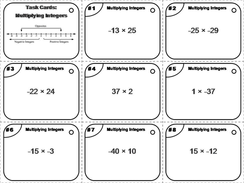 Multiplying and Dividing Integers Task Cards Bundle | Teaching Resources