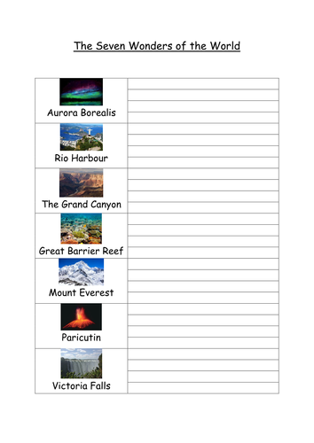 Wondrous Writing! Seven Wonders of the World - Sentence Openers ...