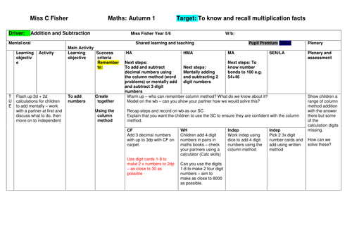 3 weeks year 5/6 maths planning | Teaching Resources