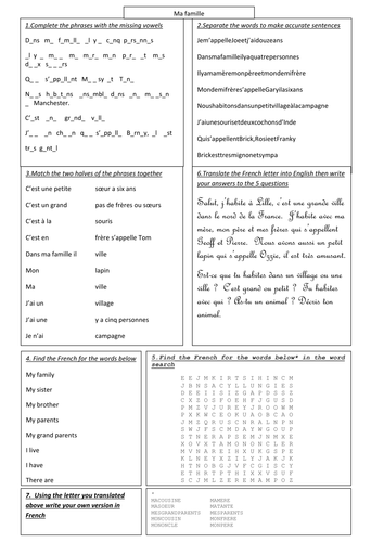 Home learning, Independent French revision/work-pack | Teaching Resources