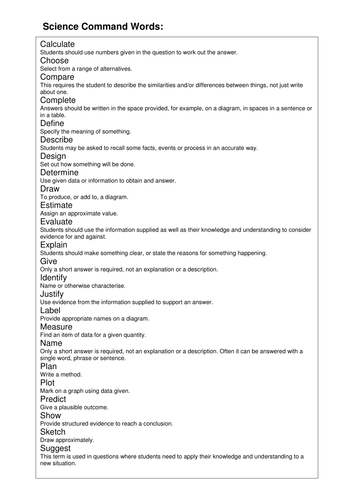 AQA Science GCSE New Specification Command Words and Physics Equations ... AQA Science GCSE New Specification Command Words and Physics Equations ...