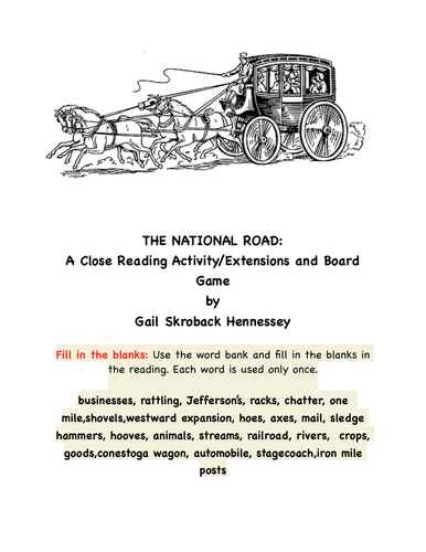 The National Road: Reading Passage/ Extension Activities/Game ...