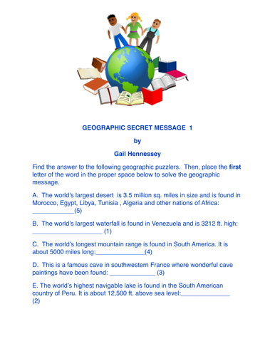 Geography! Geographic Secret Messages! Can you solve them? | Teaching ...