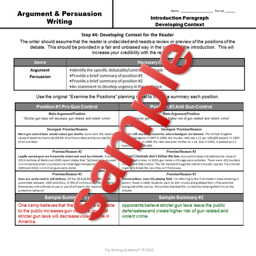 Persuasive Writing Introduction Paragraph | Teaching Resources