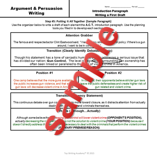 Persuasive Writing Introduction Paragraph | Teaching Resources