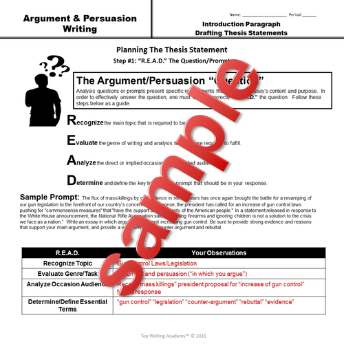 Persuasive Writing Introduction Paragraph | Teaching Resources