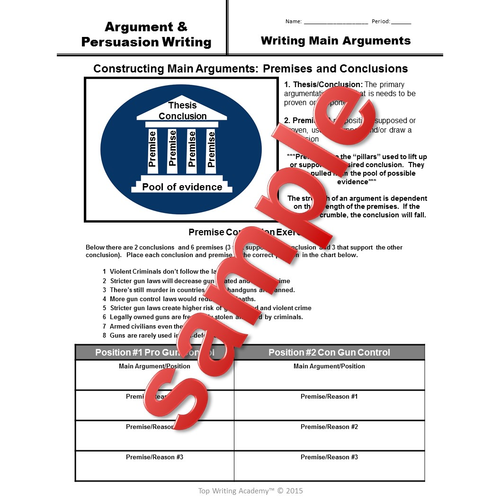 Persuasive Writing Main Argument Body Paragraphs | Teaching Resources