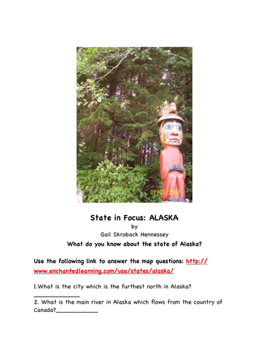 Let's Learn about ALASKA!(Webquest/Extension Activities) | Teaching ...