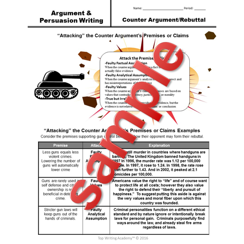Persuasive Writing Counter Arguments and Rebuttals | Teaching Resources
