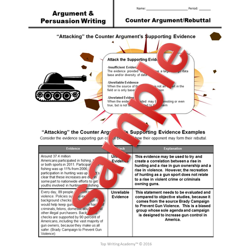 Persuasive Writing Counter Arguments and Rebuttals | Teaching Resources
