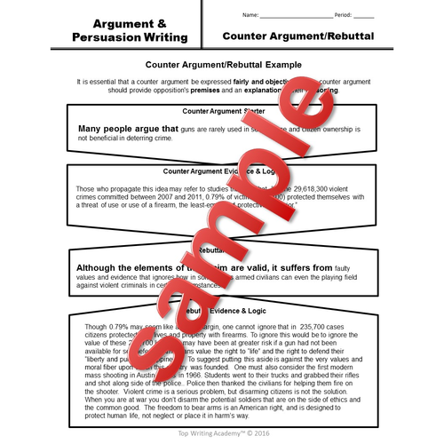 Persuasive Writing Counter Arguments and Rebuttals | Teaching Resources