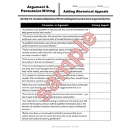 Persuasive & Argument Writing Adding Ethos Pathos Logos Rhetorical ...