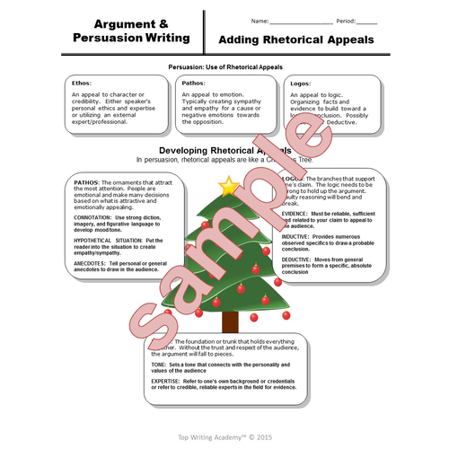 Persuasive & Argument Writing Adding Ethos Pathos Logos Rhetorical ...