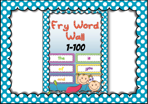 Fry Word List Word Wall Cards in Polka Dots 1 to 100 | Teaching Resources