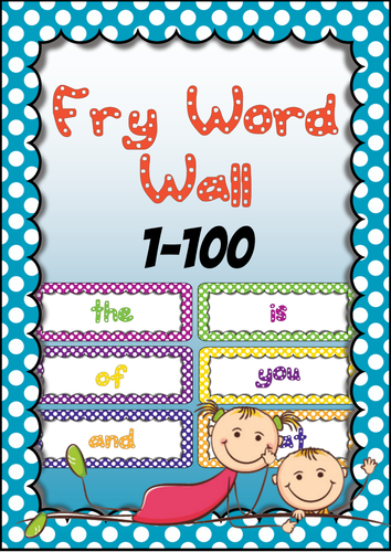 Fry Word List Word Wall Cards in Polka Dots 1 to 100 | Teaching Resources
