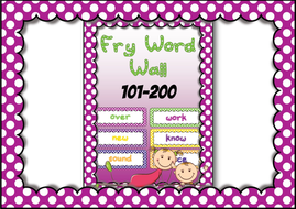 Fry Word List Word Wall Cards in Polka Dots 101 to 200 | Teaching Resources