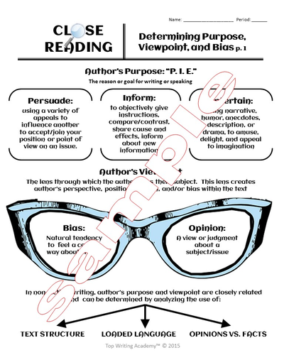 Purpose, Point of View, Bias Nonfiction Close Reading | Teaching Resources