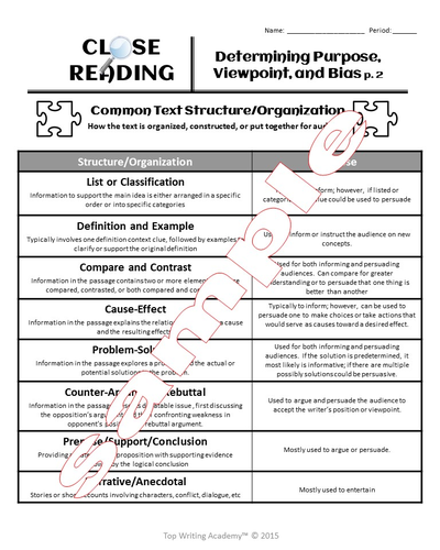 Purpose, Point of View, Bias Nonfiction Close Reading | Teaching Resources