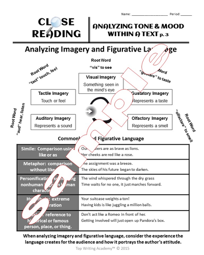 Tone & Mood Nonfiction Close Reading Diction Figurative Language ...