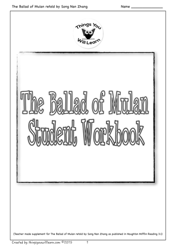 The Ballad of Mulan Student Workbook | Teaching Resources