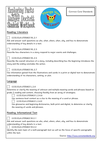 Exploring Parks with Ranger Dockett Student Workbook | Teaching Resources