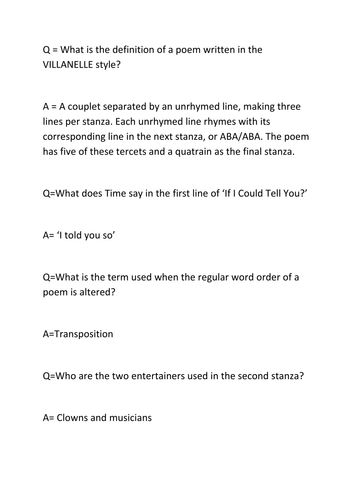 W.H. Auden 'If I Could Tell You' analysis lessons | Teaching Resources