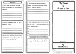 My Name is María Isabel Comprehension Foldable | Teaching Resources