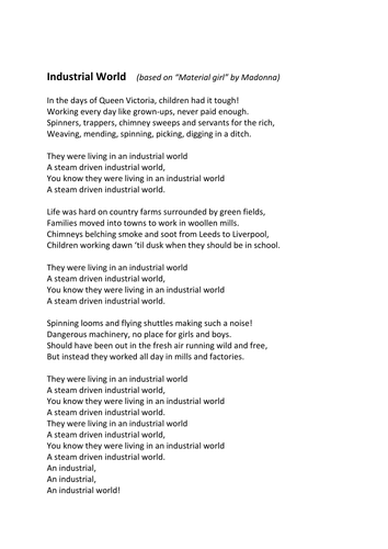 Victorians: Children at work: Industrial World Song. | Teaching Resources