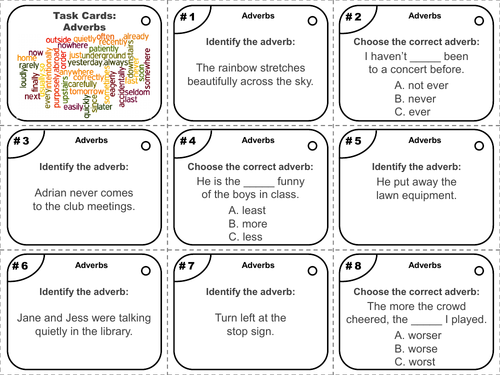 Adverbs Task Cards | Teaching Resources