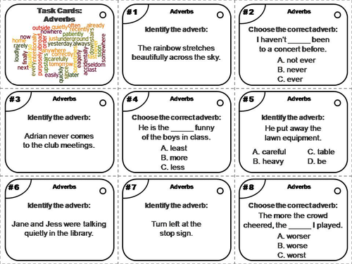 Adverbs Task Cards | Teaching Resources