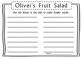 OLIVER'S FRUIT SALAD STORY RESOURCES EYFS KS1 ENGLISH HEALTHY EATING ...