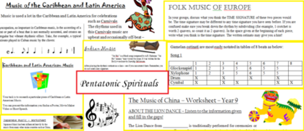KS2/3 WORLD MUSIC WORKSHEETS | Teaching Resources